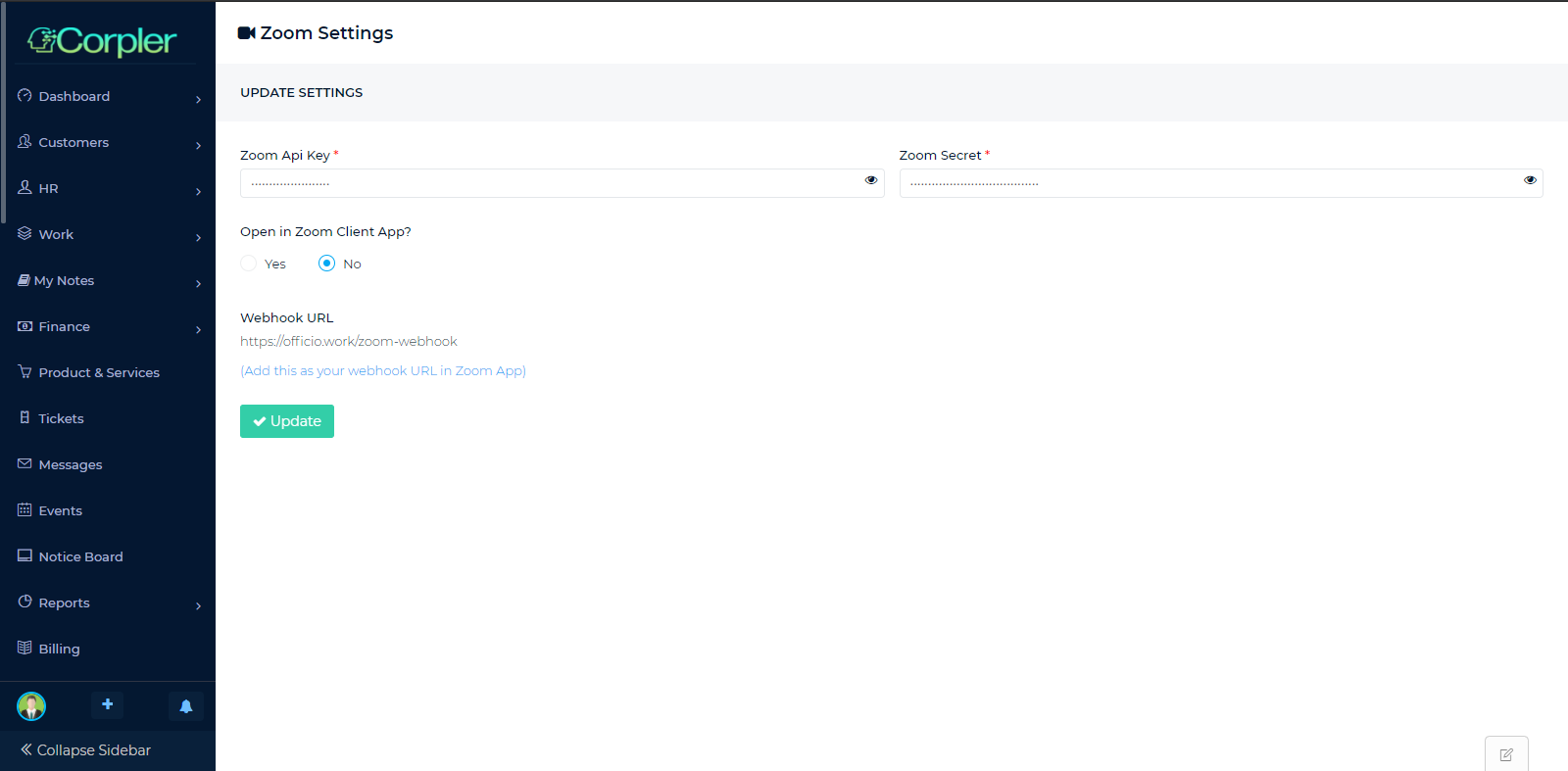 Zoom Integration – Corpler
