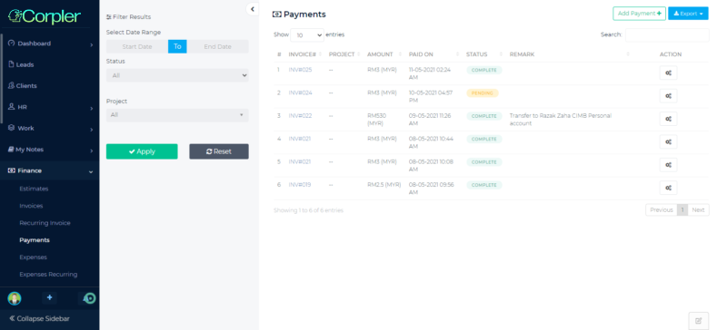 Payments – Corpler