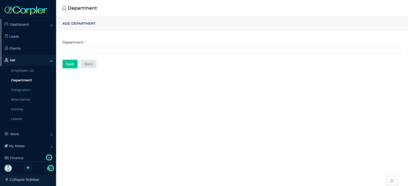 Managing Departments – Corpler