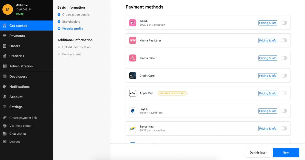 Mollie Payment Integration – Corpler